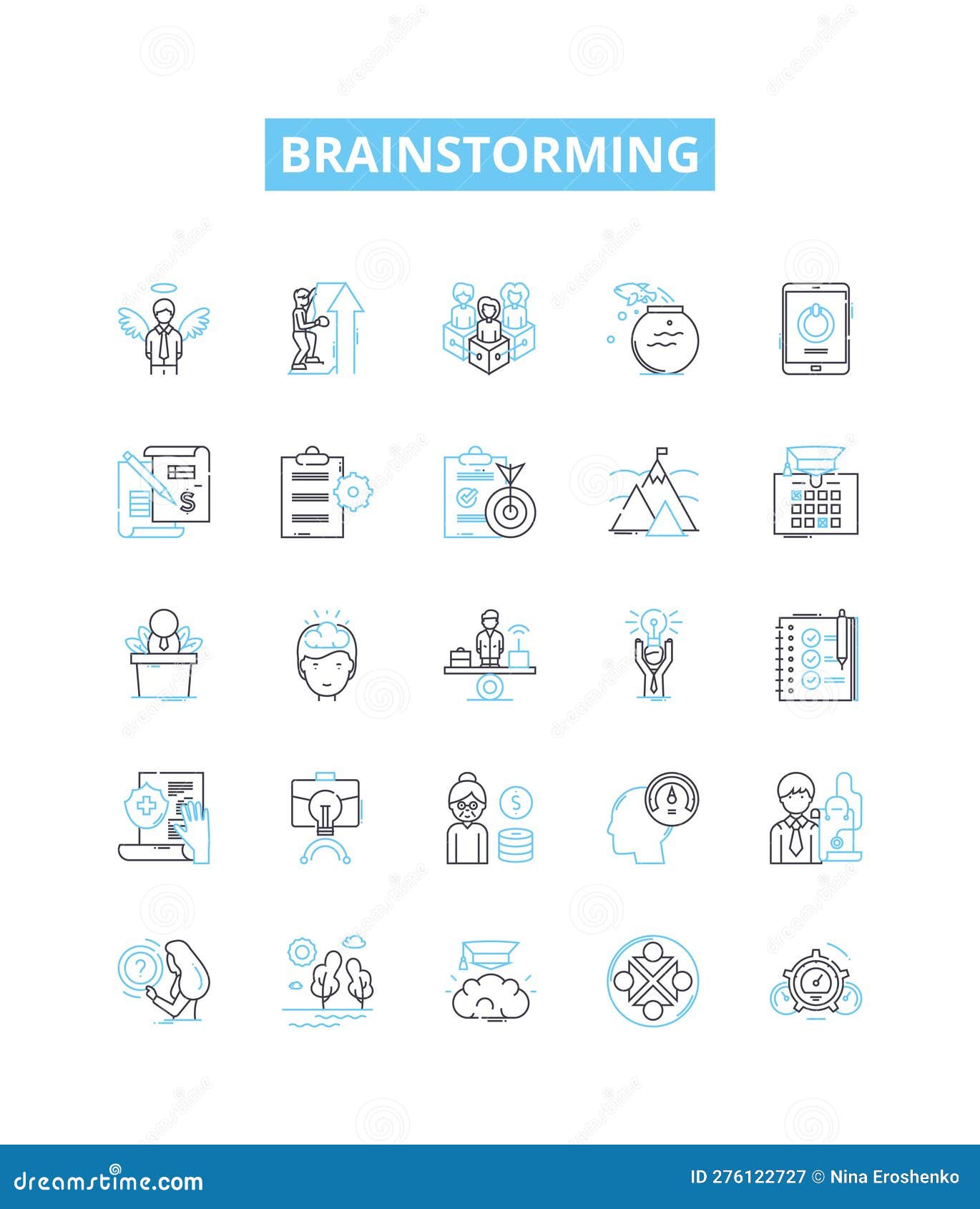 Brainstorming Vector Line Icons Set. Ideating, Brainstorming ...