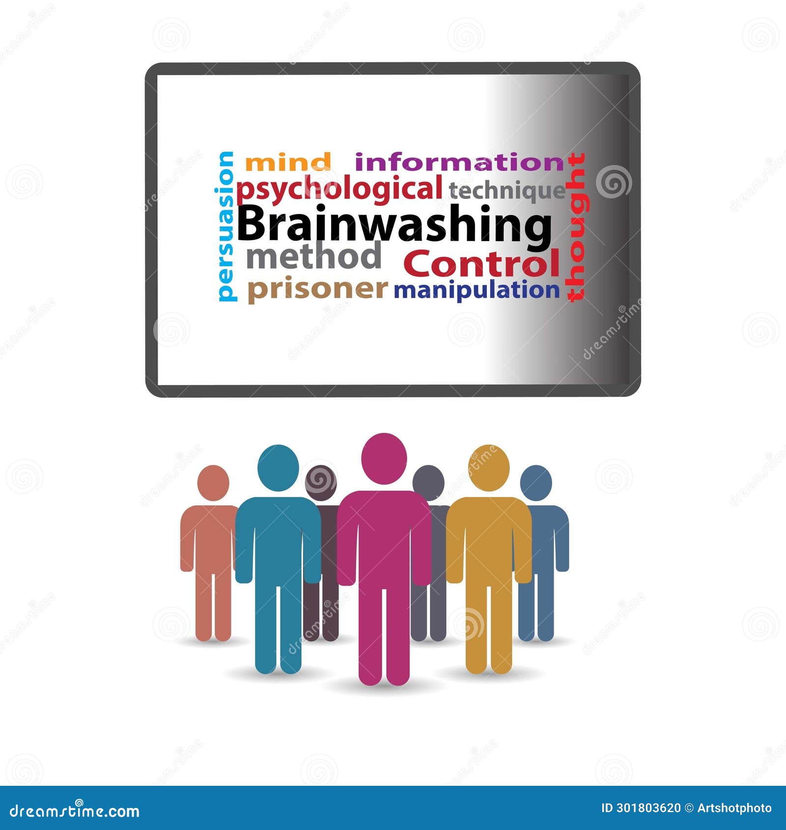 Group of People in Front of a Big Television Screen, Brainwashing ...