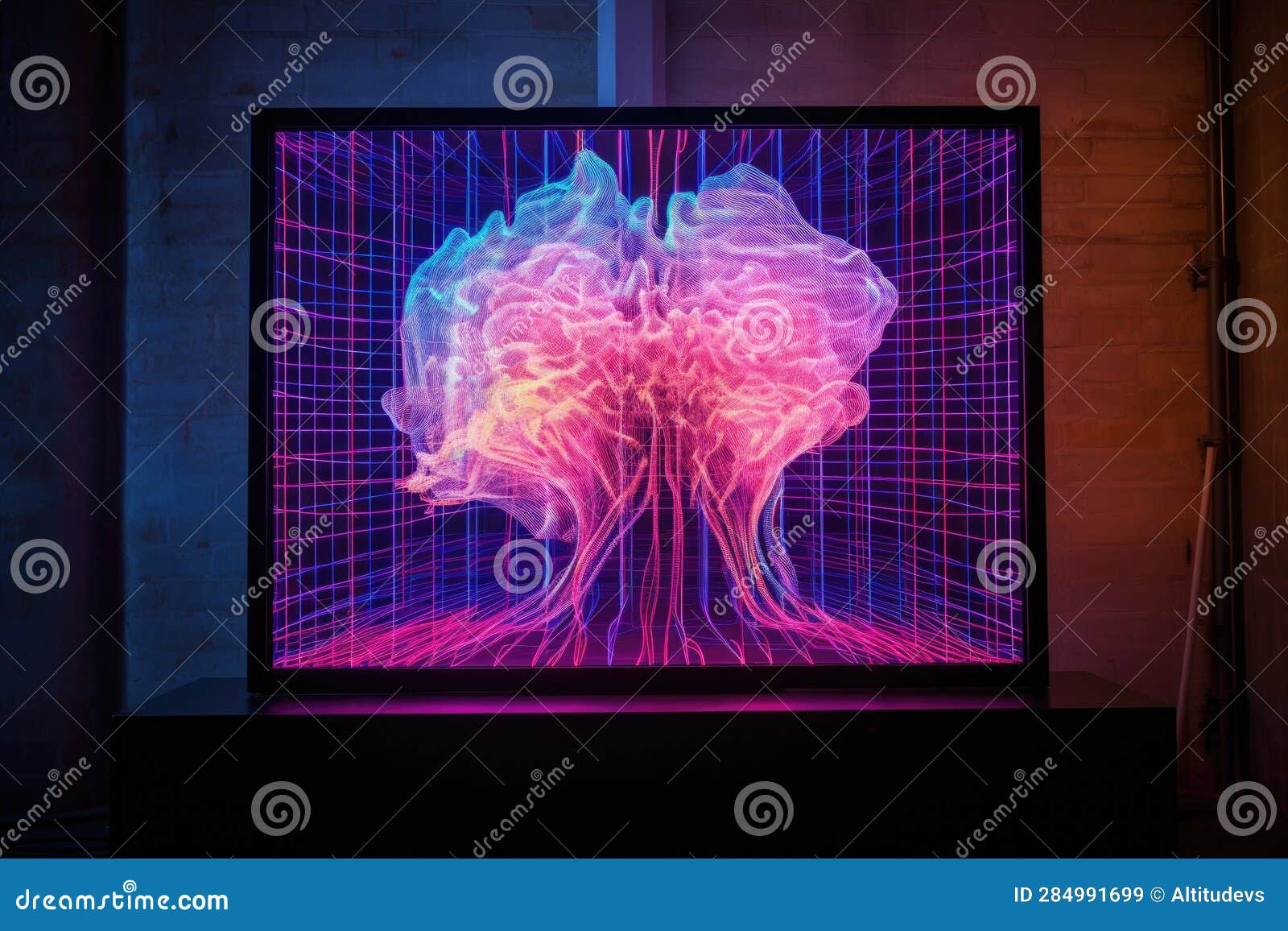 Brainwaves Displayed on a Digital Screen with Graphs Stock Illustration ...