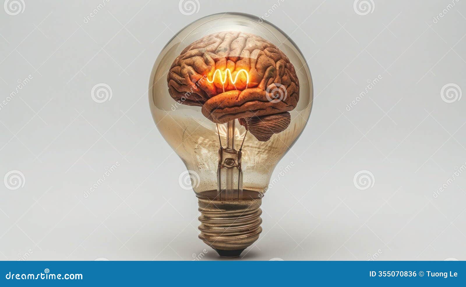 Brainy Light Bulb Shielded Isolated On White Background, Royalty-Free ...