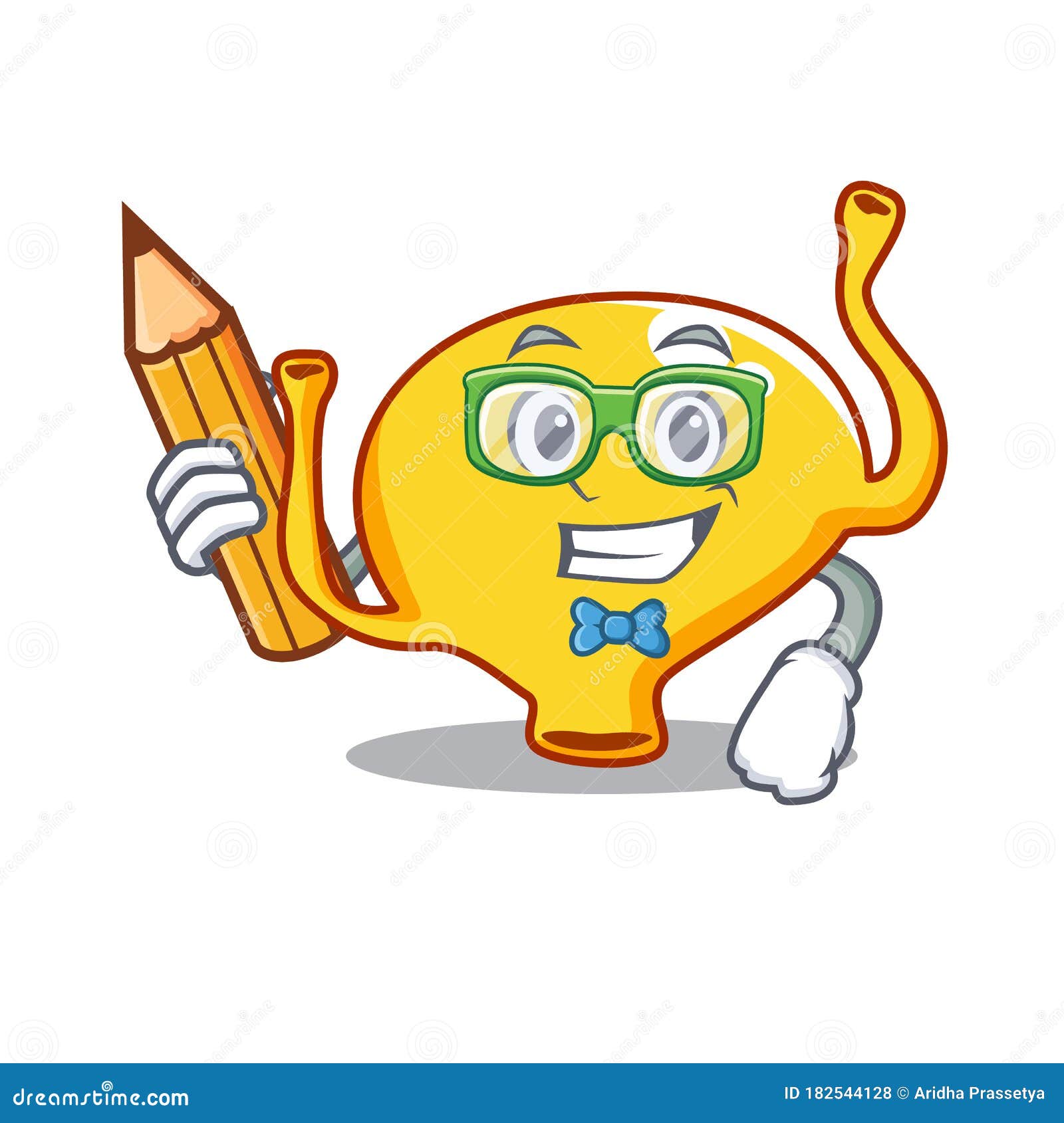 A Brainy Student Pseudomonas Cartoon Character With Pencil And Glasses ...