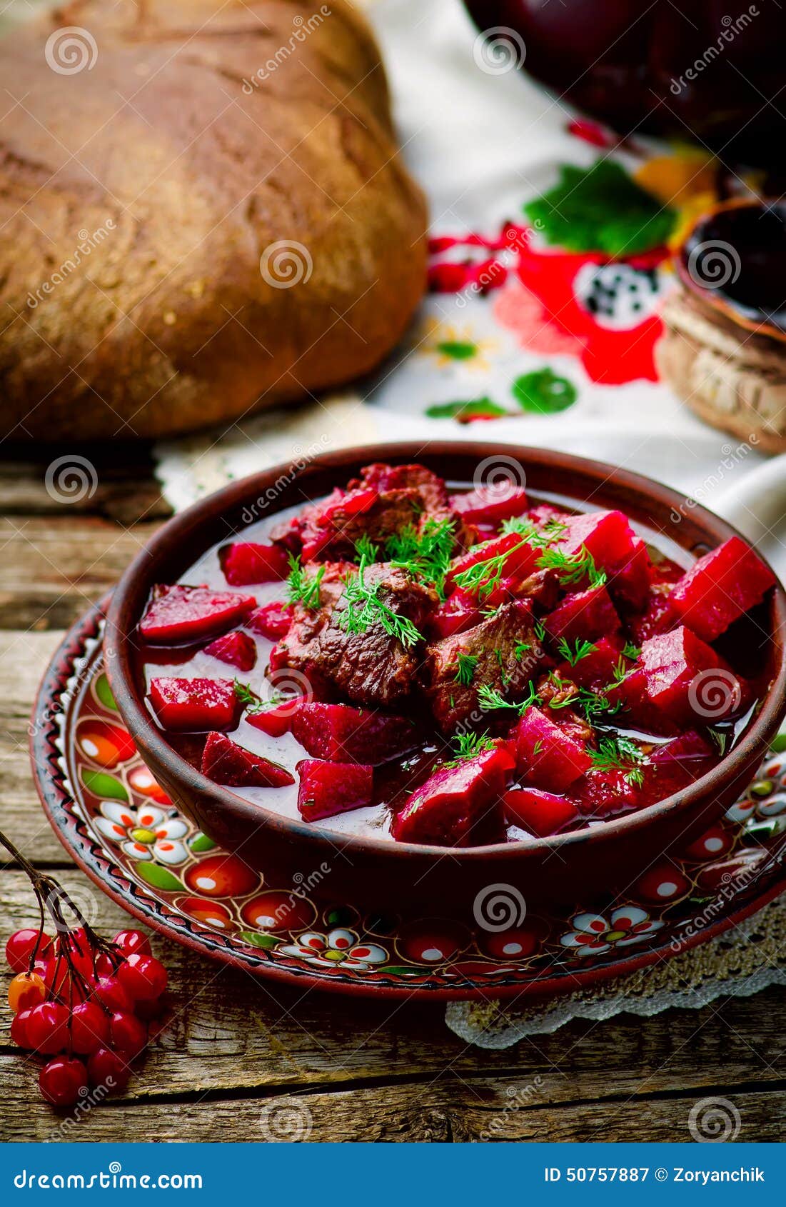 Braised beef with beet. stock image. Image of ukrainian - 50757887