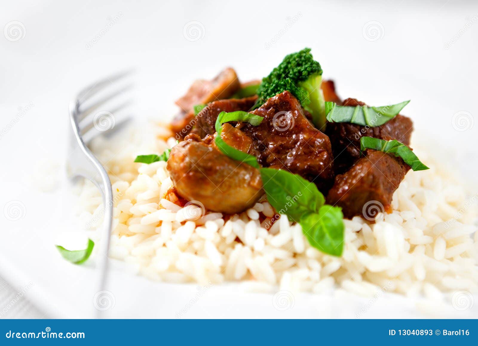 Braised Beef with Broccoli and Rice Stock Image - Image of diet ...