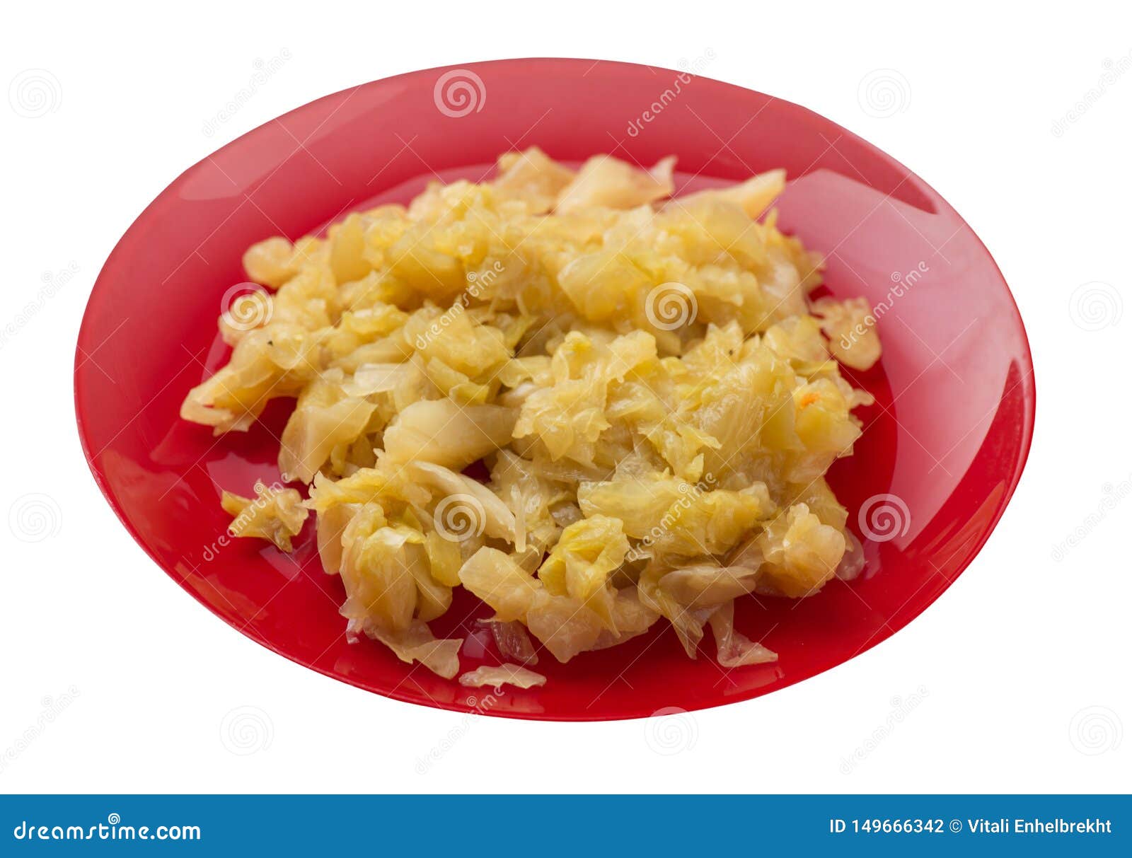 Braised Cabbage in Plate Isolated on White Background. Cabbage Top View ...