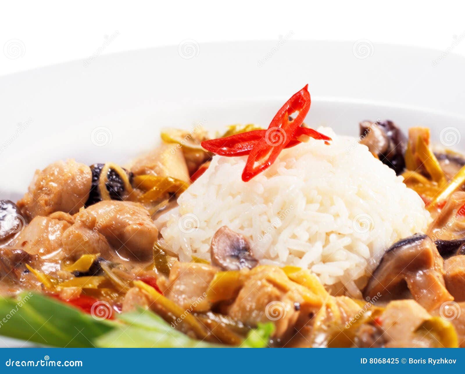 Braised Chicken Slice with Rice Heap Stock Image - Image of baked, meal ...