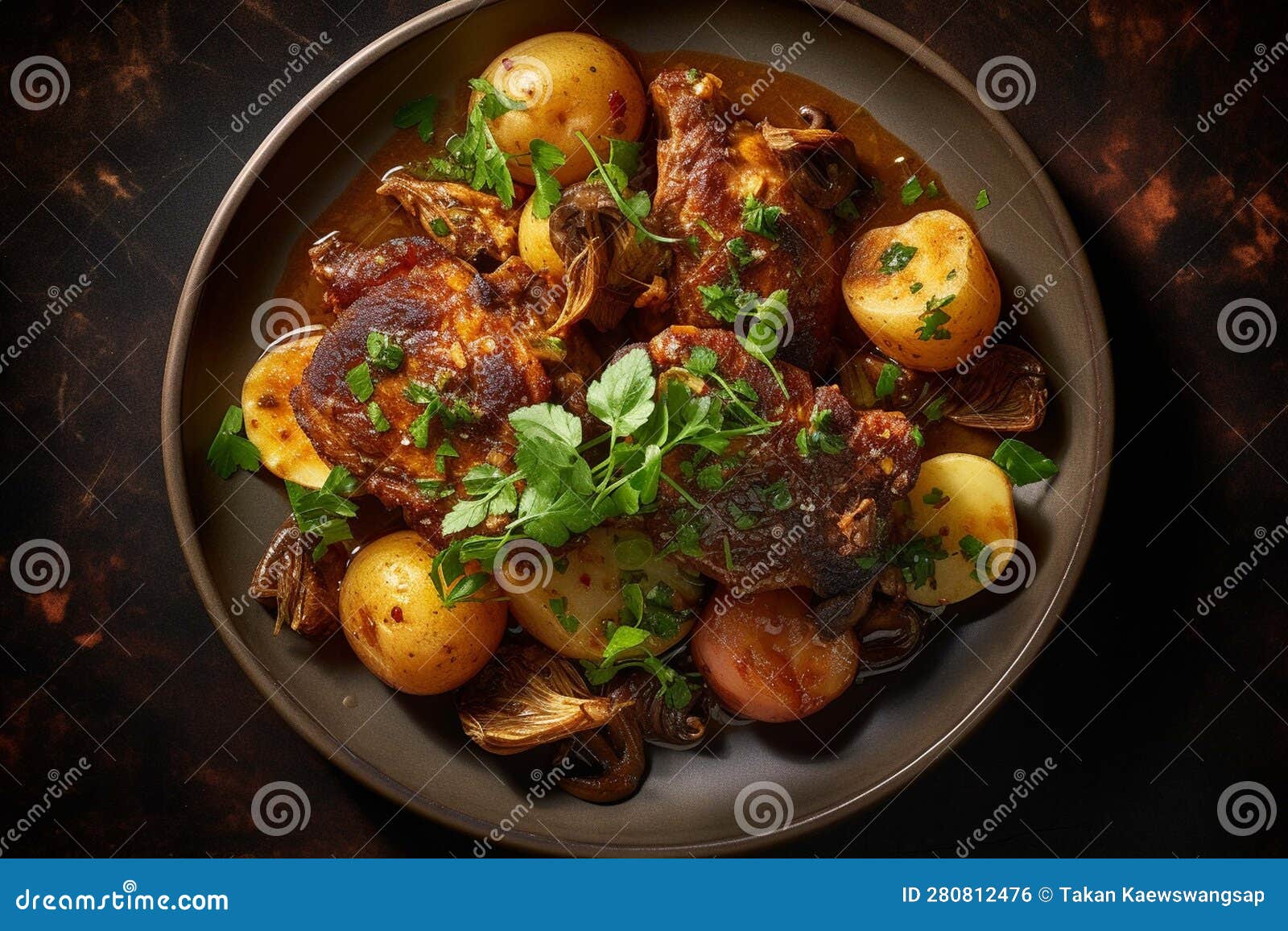Braised Chuck Shoulder on Mushy Potatoes - Generative Ai Illustration ...