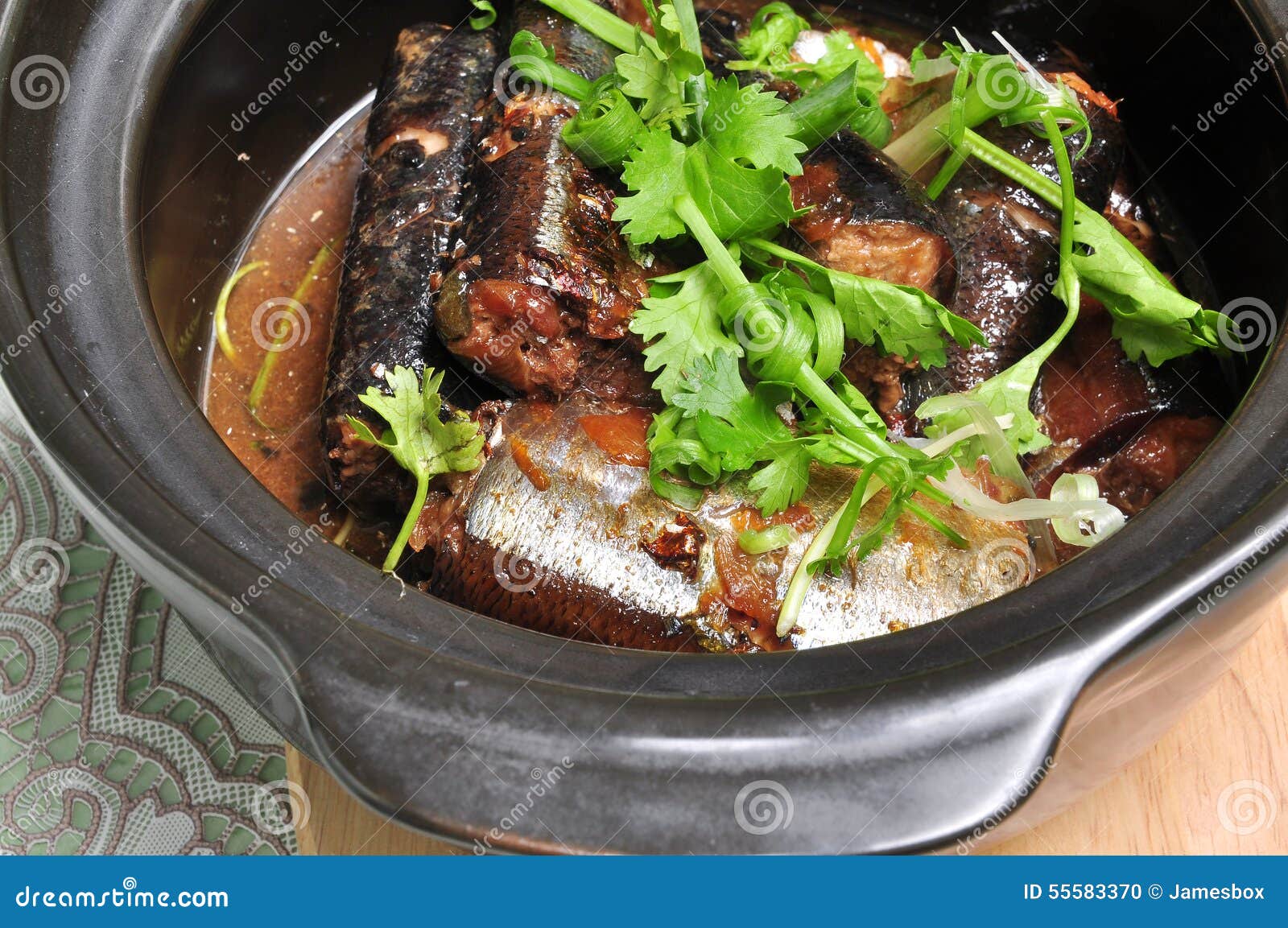 Braised fish stock photo. Image of chili, herring, pompano - 55583370