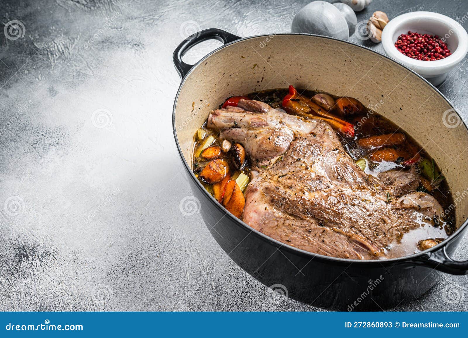 Braised Lamb Mutton Shoulder in a Baking Dish with Vegetables in Red ...