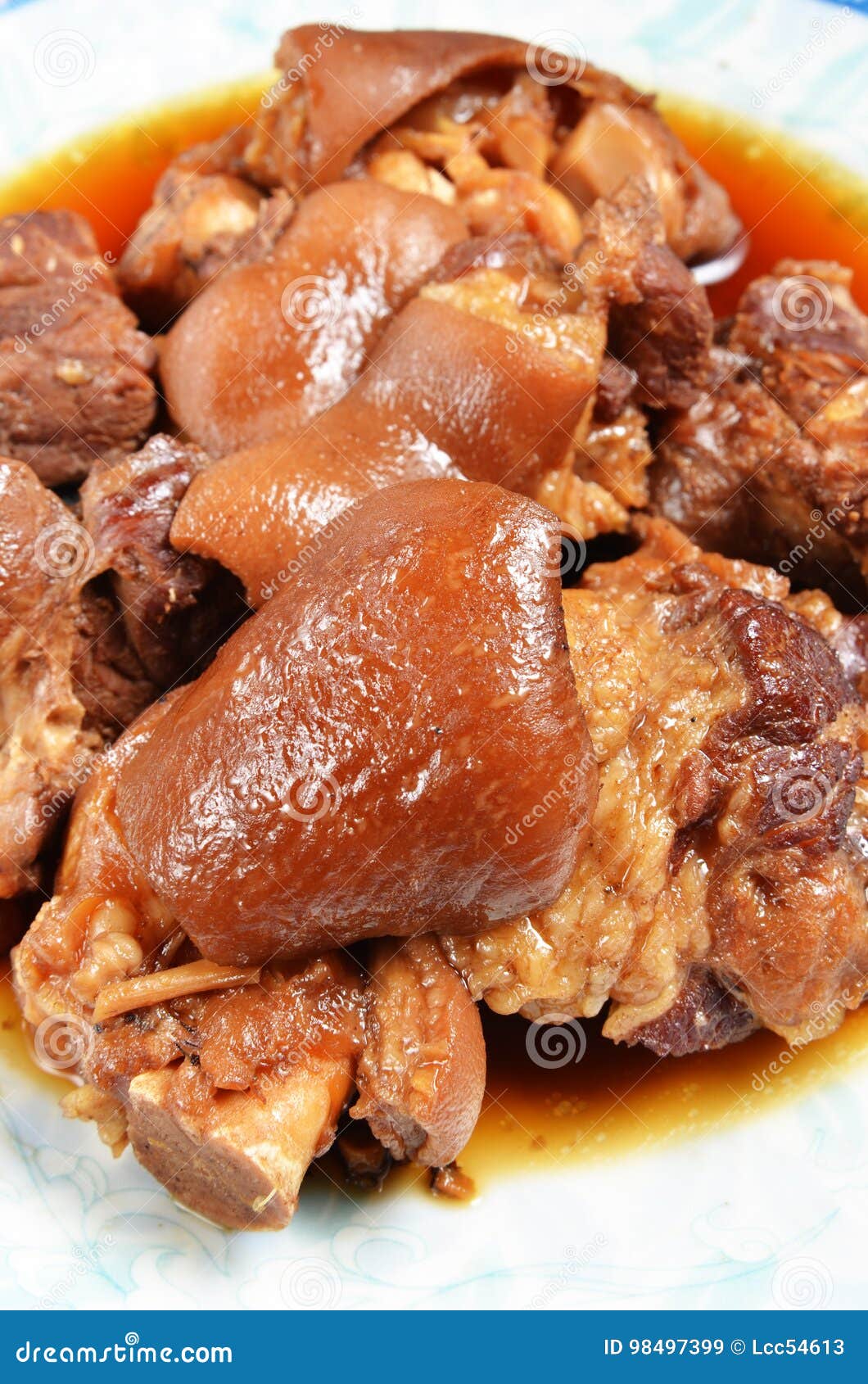 Braised pig knuckles stock image. Image of knuckle, swine - 98497399