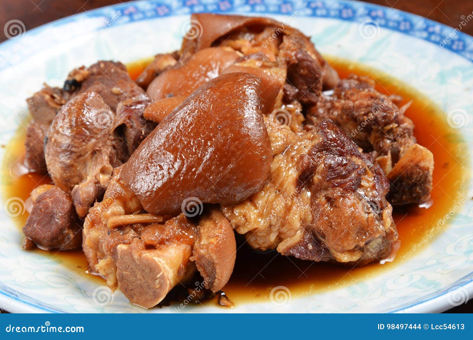 Braised pig knuckles stock photo. Image of knuckle, restaurant - 98497444