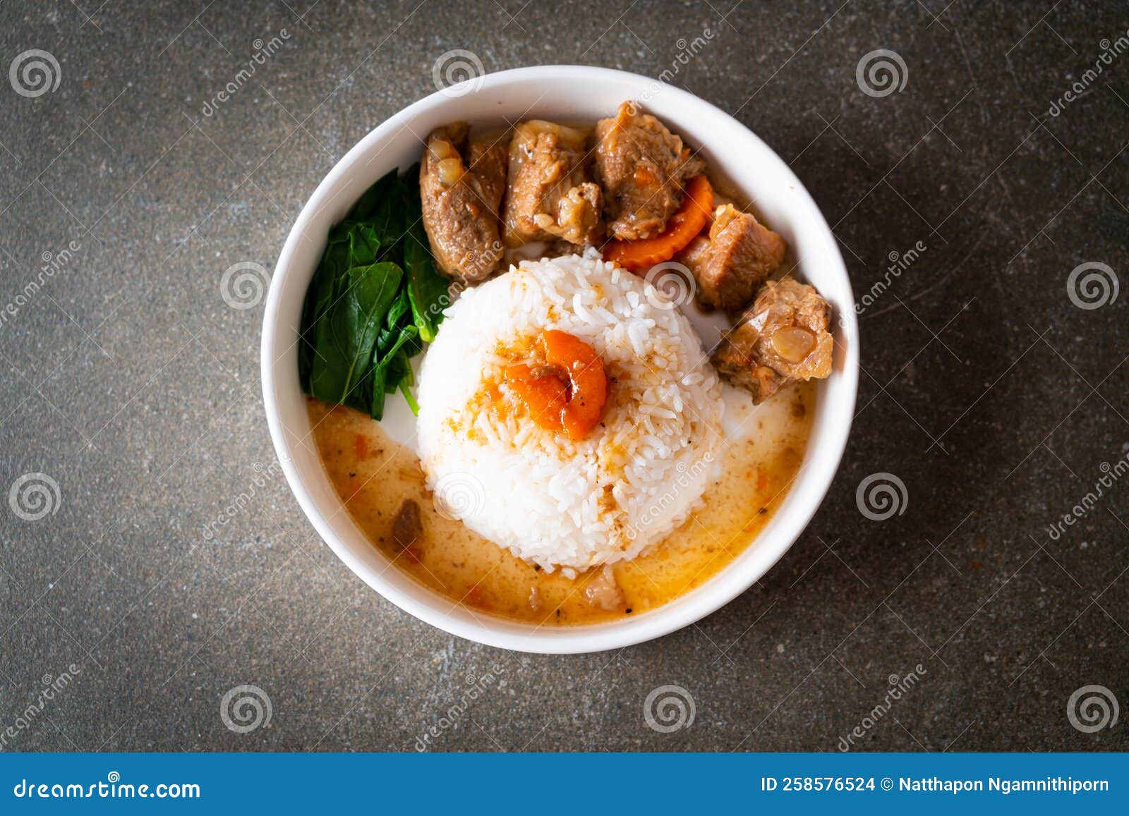 Braised Pork Ribs with Rice Stock Photo - Image of menu, korean: 258576524