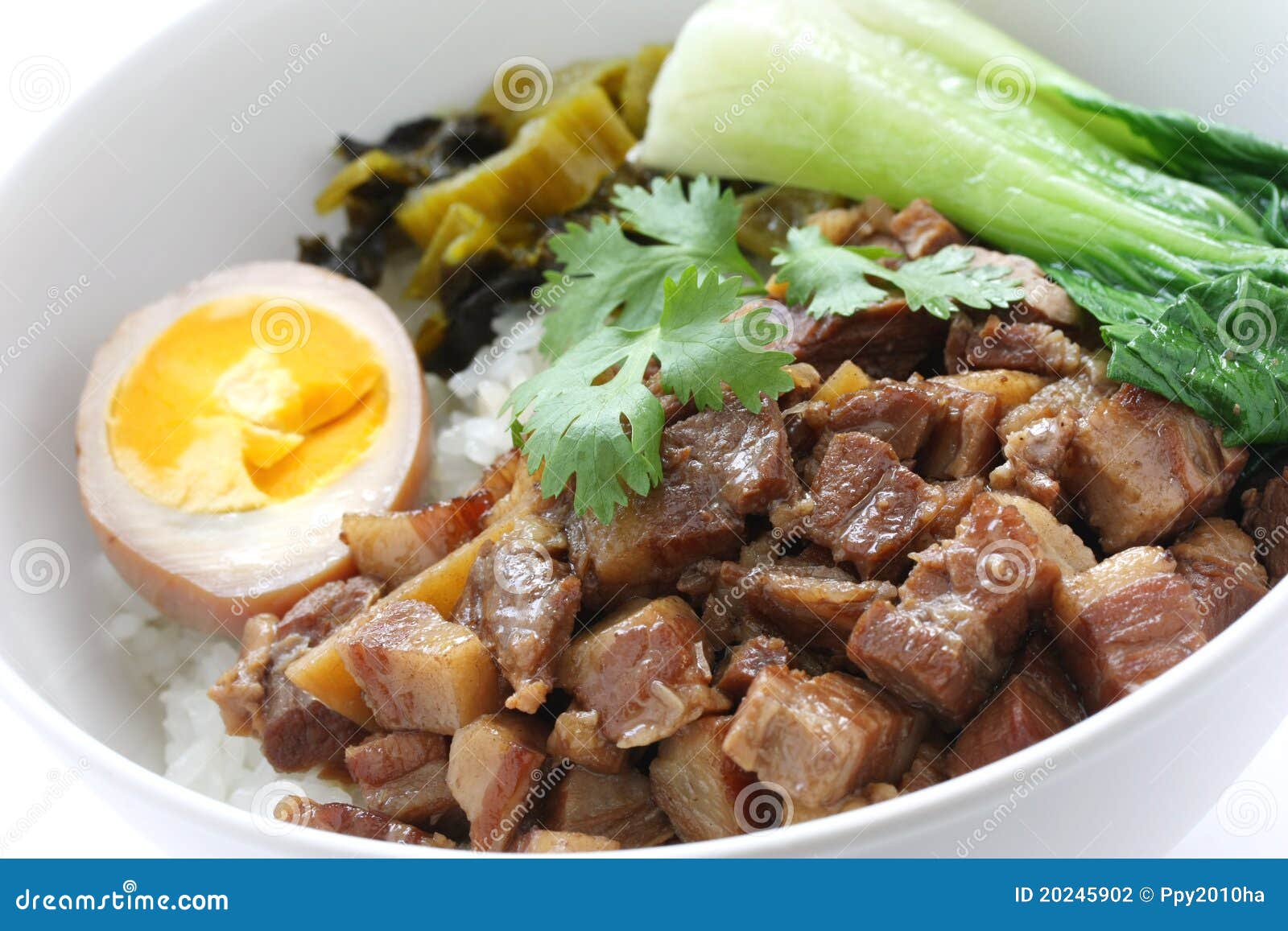 Red Pork With Rice Kao Moo Dang : Cooked Rice, Red Barbecue Pork, Duck ...
