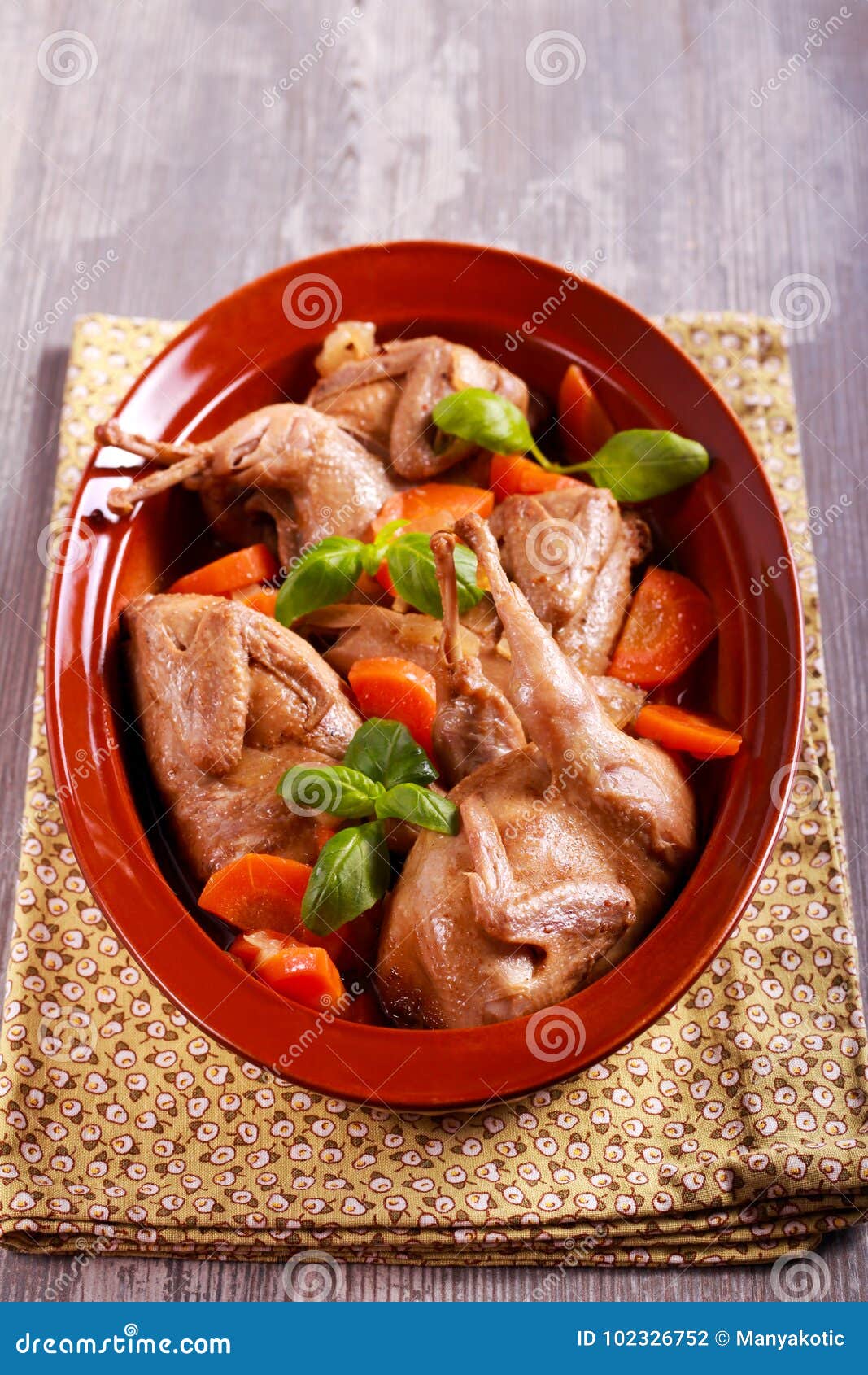 Braised Quails with Vegetables Stock Photo - Image of casserole, meal ...