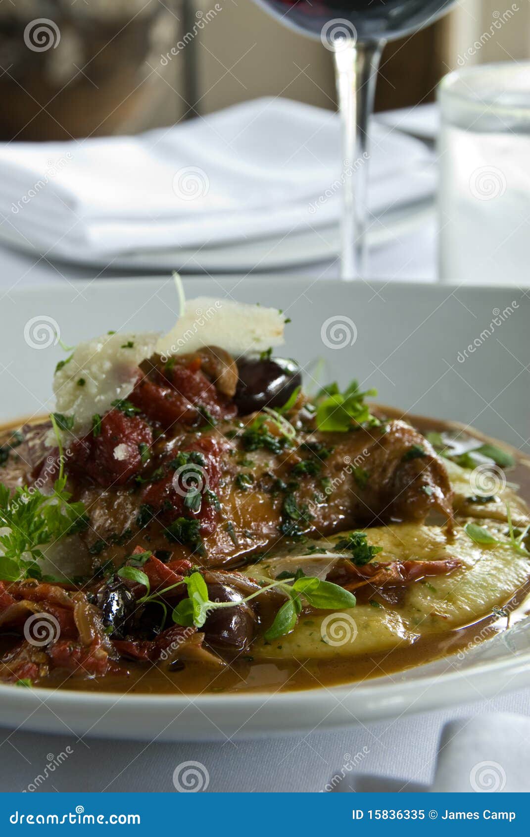 Braised Rabbit Over Polenta Stock Image - Image of mashed, braised ...