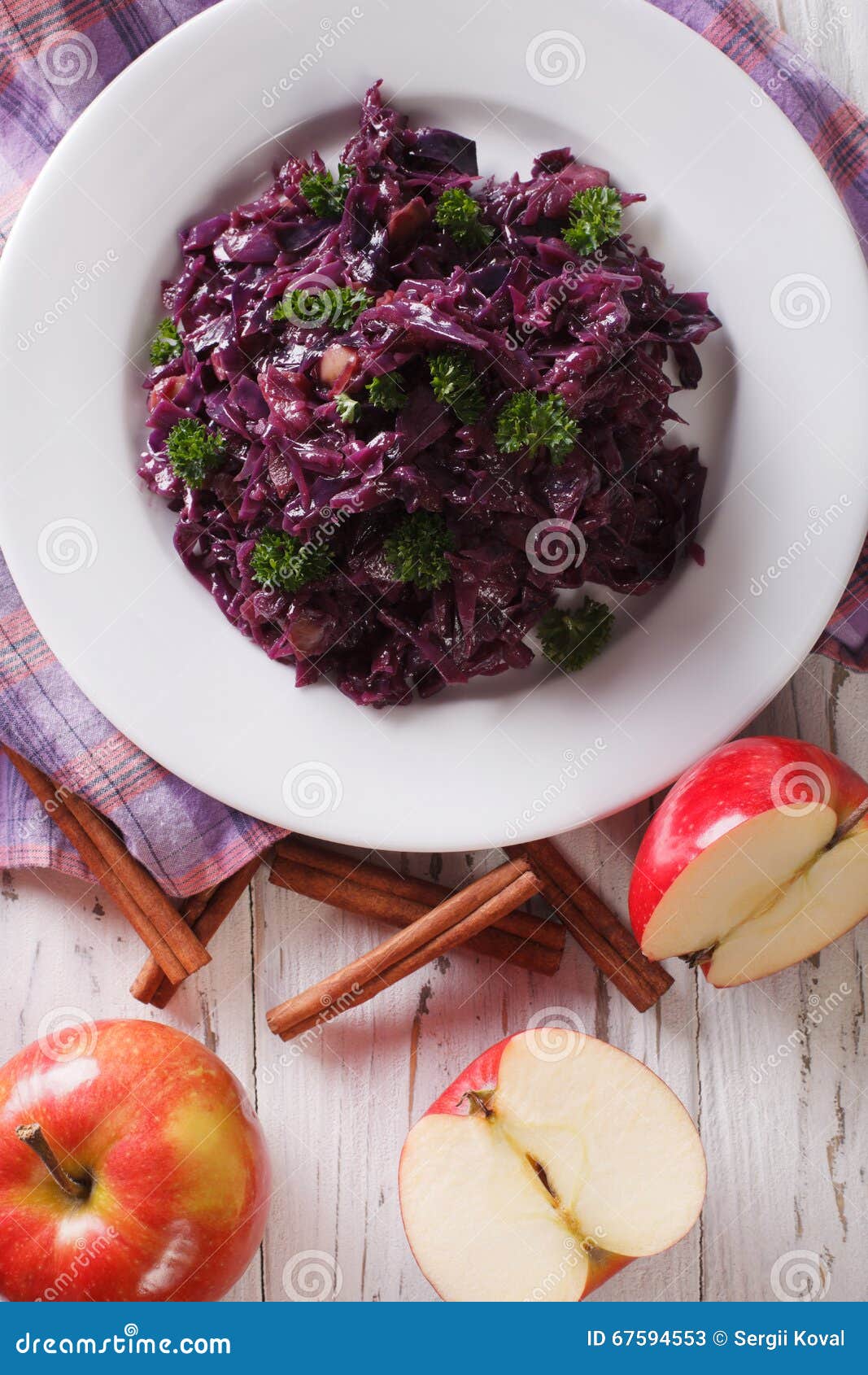 Braised Red Cabbage with Apples Close Up on a Plate. Vertical To Stock ...