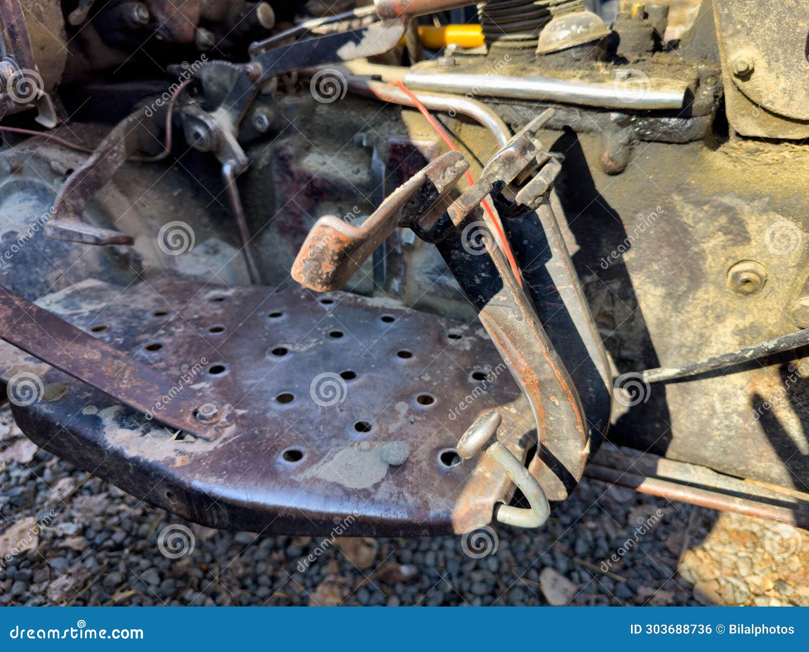 Brake and Accelerator Pedals of an Old Tractor Stock Photo - Image of ...