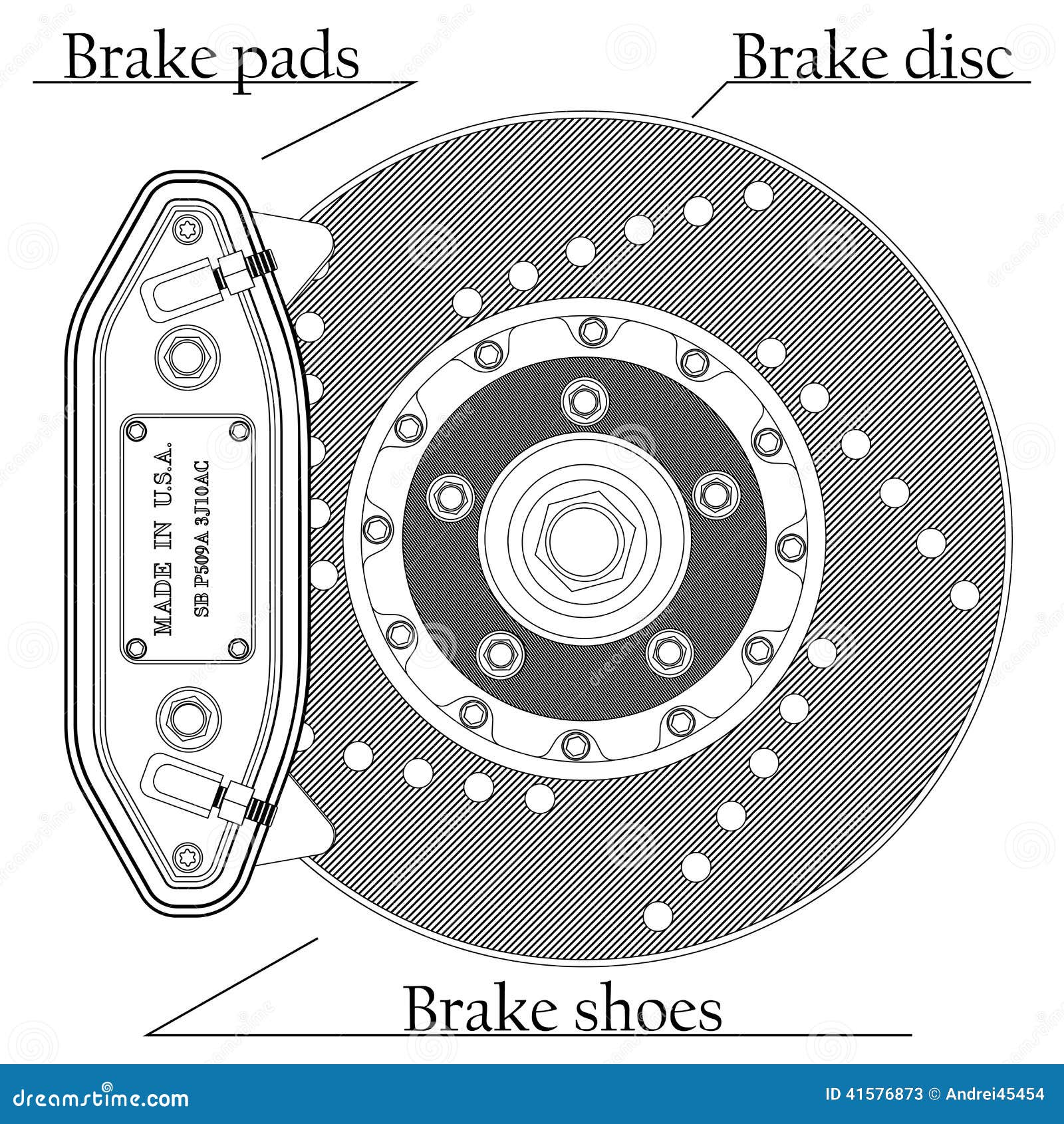 Brake disc with caliper stock vector. Illustration of race - 41576873