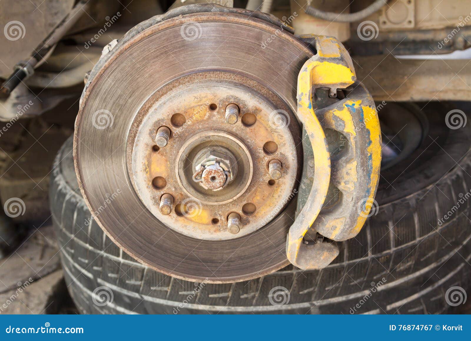 Brake disc with caliper stock image. Image of axle, technique - 76874767