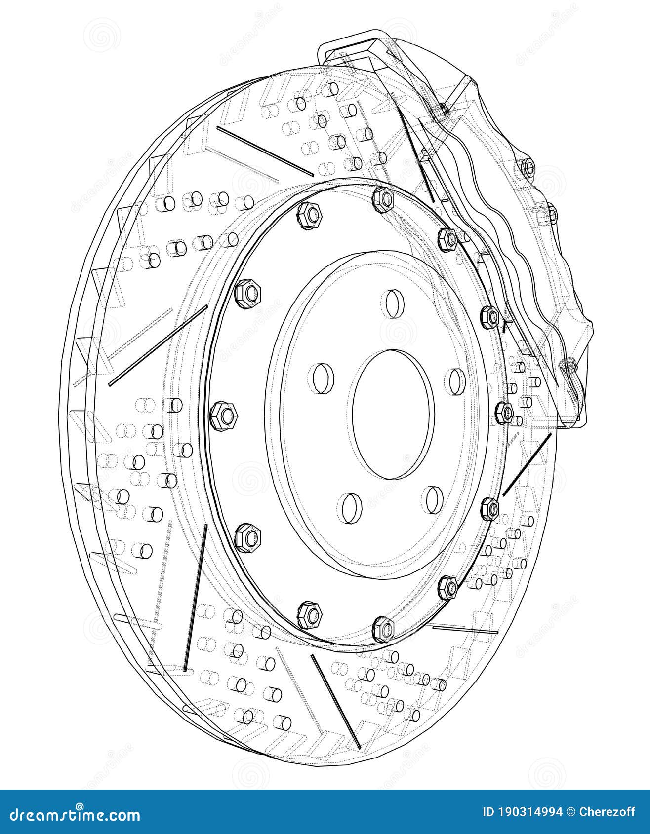 Brake Disc Outline. 3D Illustration Stock Illustration - Illustration ...