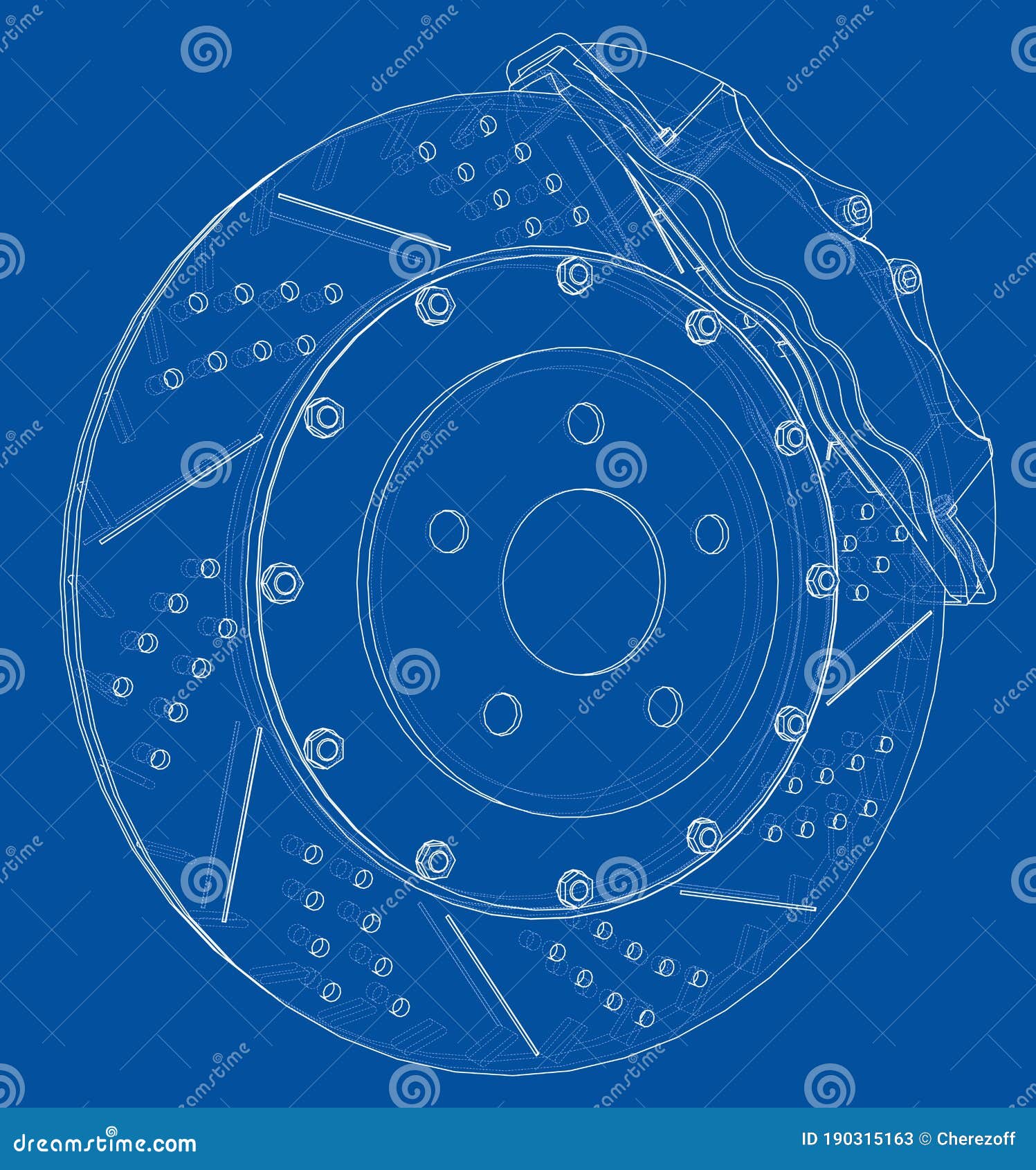 Brake Disc Outline. 3D Illustration Stock Illustration - Illustration ...