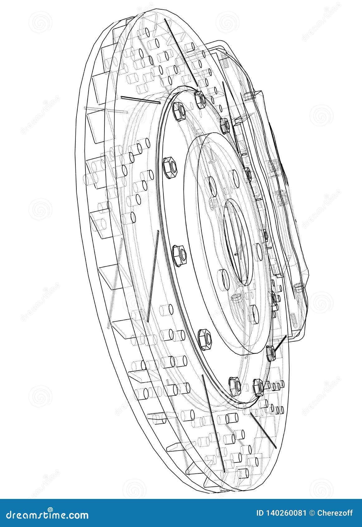 Brake Disc Outline. Vector Rendering of 3d Stock Vector - Illustration ...