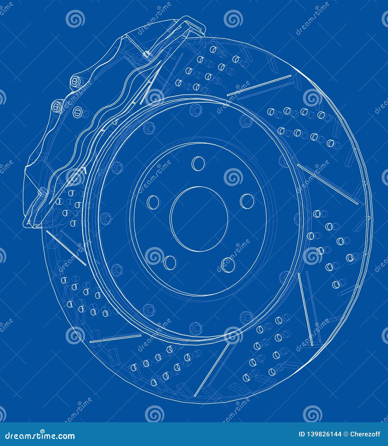 Brake Disc Outline. Vector Rendering of 3d Stock Vector - Illustration ...