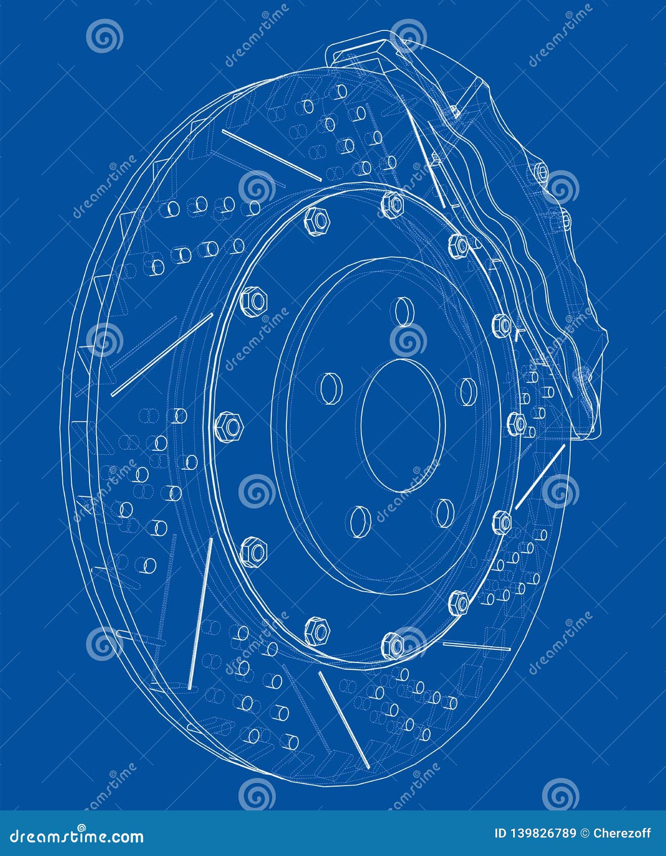 Brake Disc Outline. Vector Rendering of 3d Stock Vector - Illustration ...