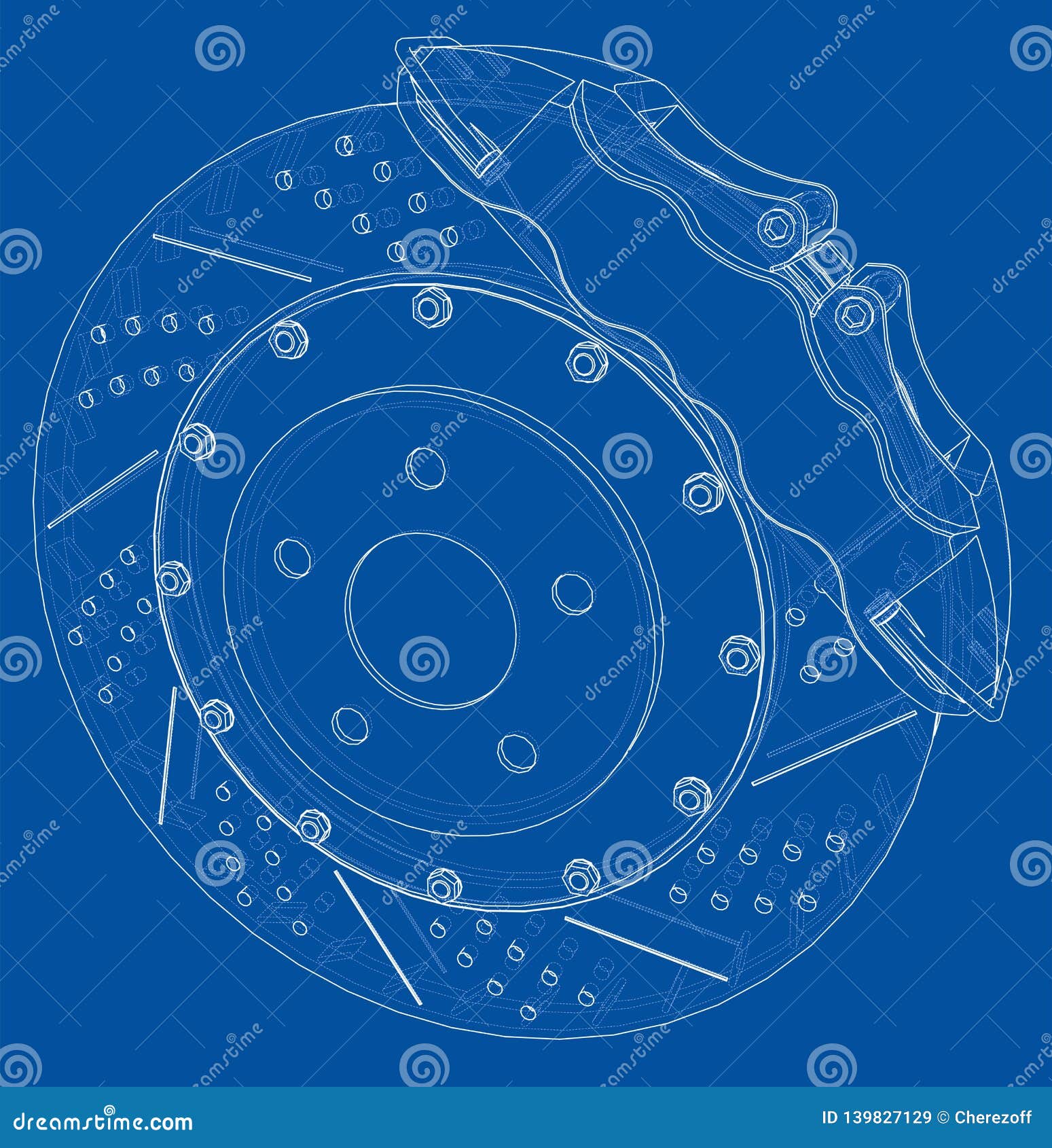 Brake Disc Outline. Vector Rendering of 3d Stock Vector - Illustration ...