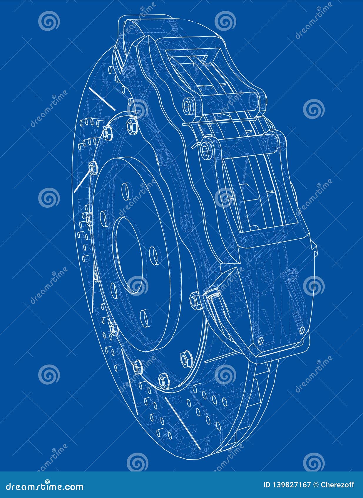 Brake Disc Outline. Vector Rendering of 3d Stock Vector - Illustration ...
