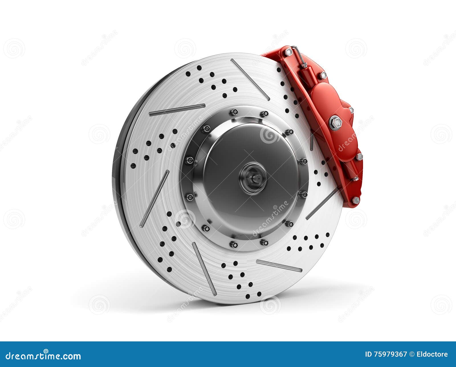 Brake Disc and Red Calliper from a Racing Car Stock Illustration ...