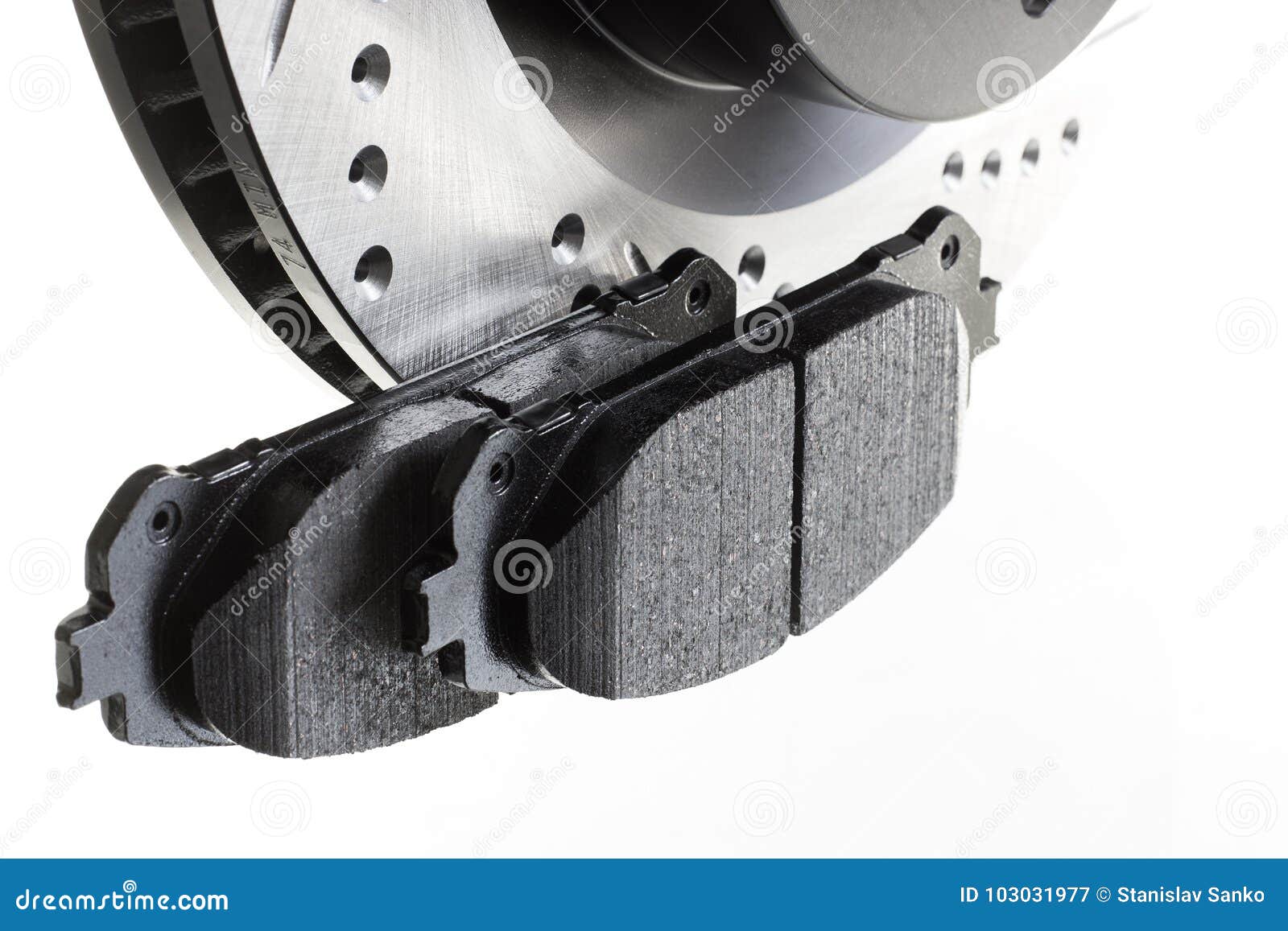 Brake Discs And Pads On A White Background Stock Image - Image of rear ...
