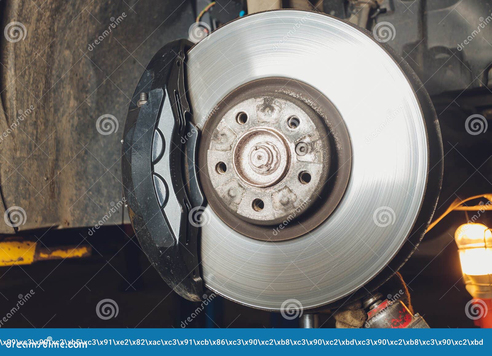 Brake Disk and Caliper Assembly on a Modern Car about To Be Replaced ...