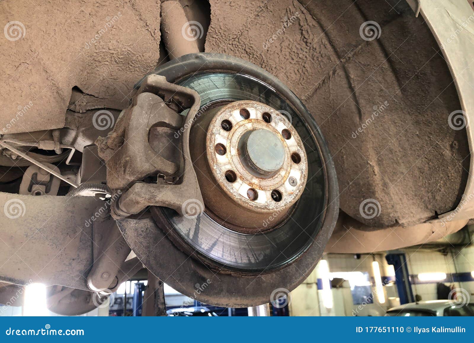Brake Disk on Car during Repair Service Stock Photo - Image of disk ...