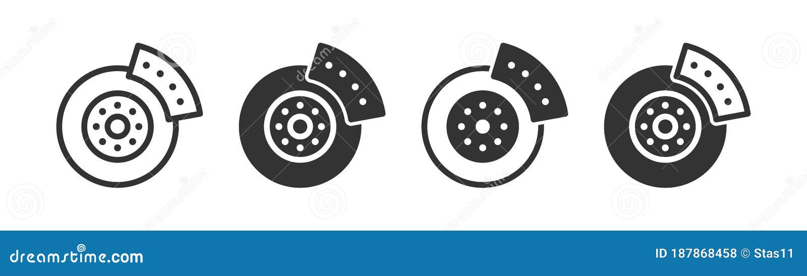 Brake Disk Icons in Four Different Versions in a Flat Design Stock ...