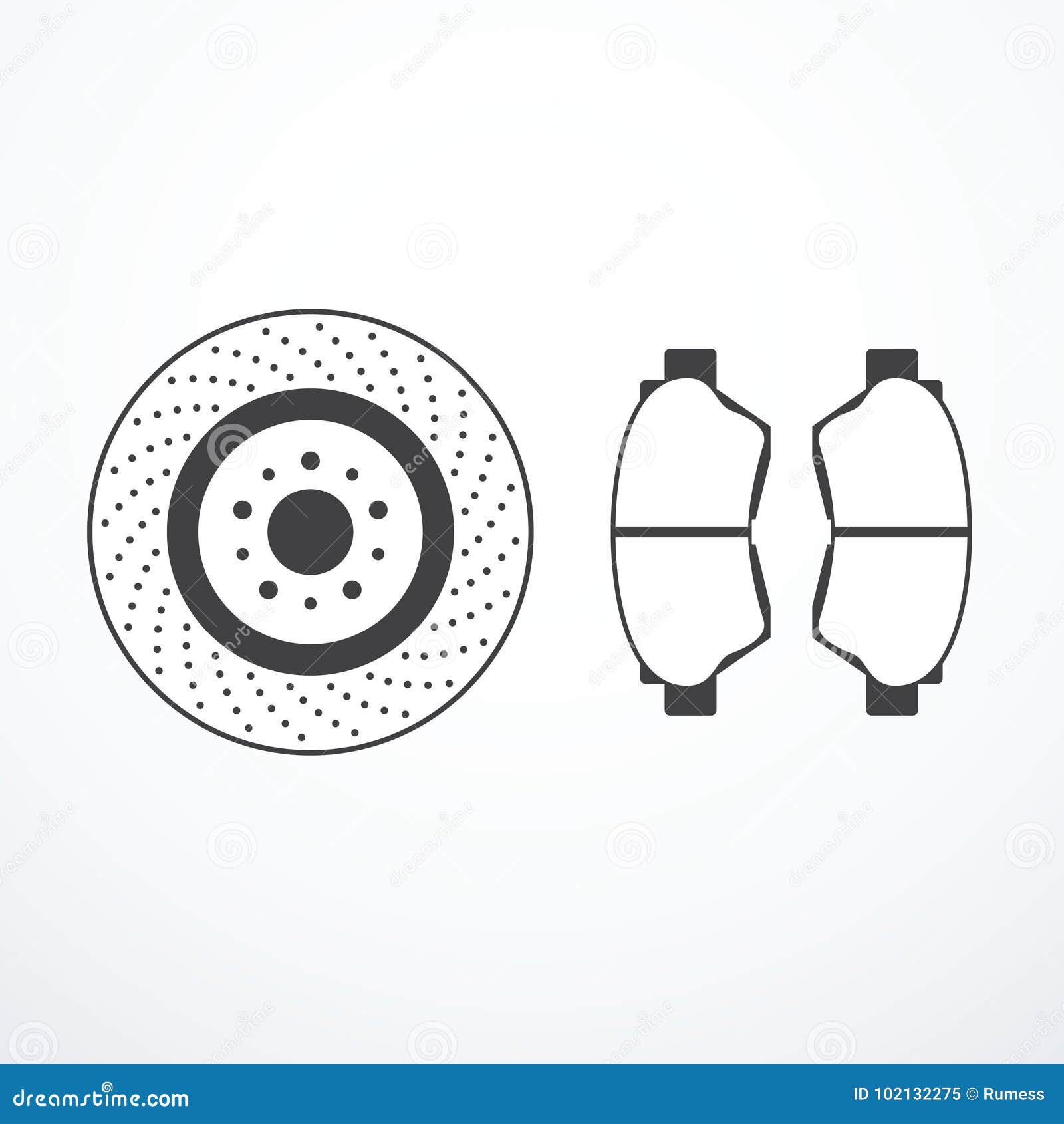 Brake disk and brake pads stock vector. Illustration of wheel - 102132275
