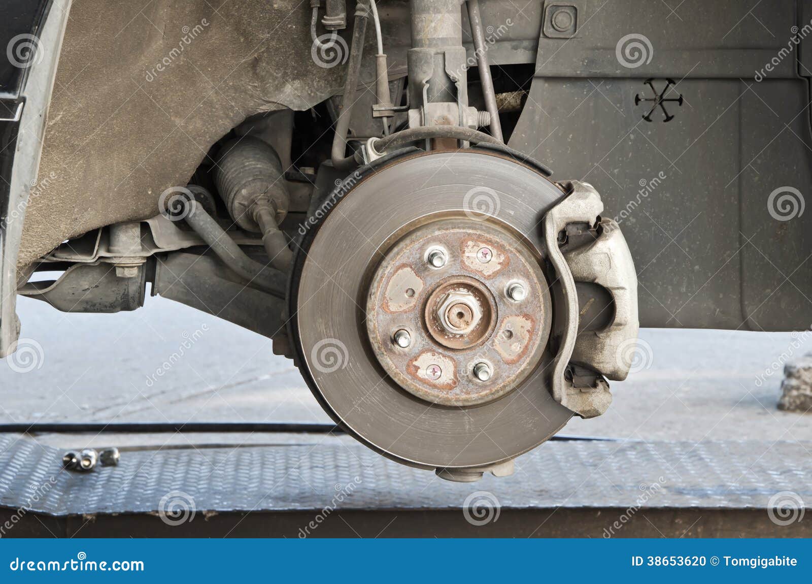 Brake Disk and the Wheel Assembly Stock Photo - Image of mechanic ...