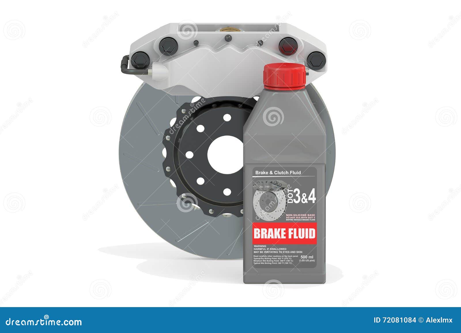 Brake Fluid with Disc Brake, 3D Rendering Stock Illustration ...