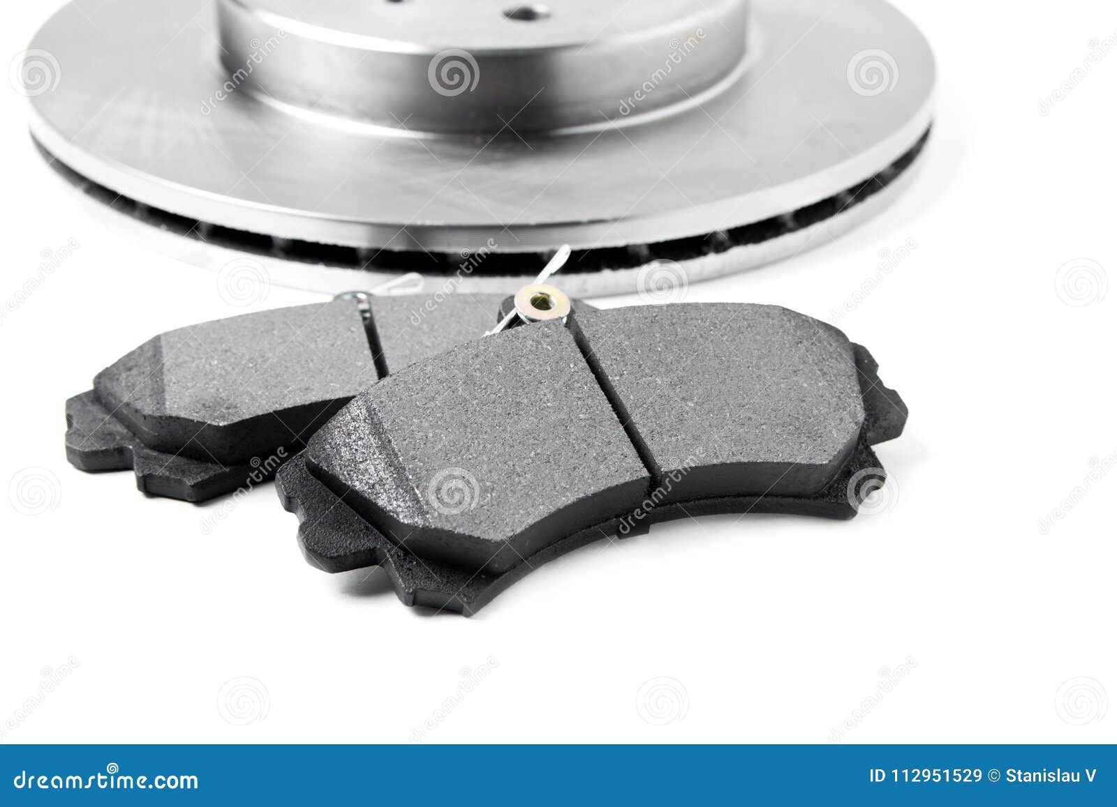 Brake Pads and Brake Discs on White Background. Auto Parts Stock Image ...