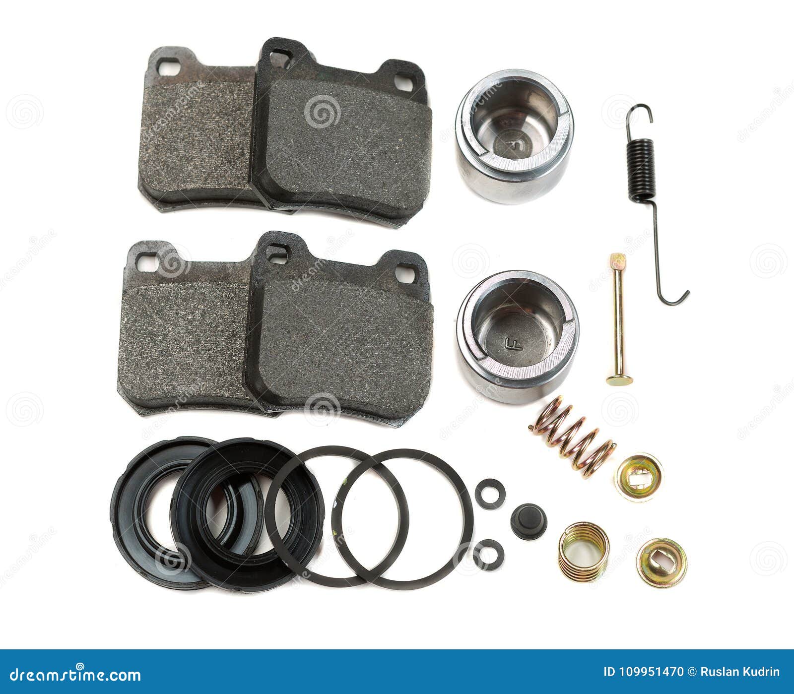 Brake Pads, Springs. Isolate on White Stock Photo - Image of automotive ...