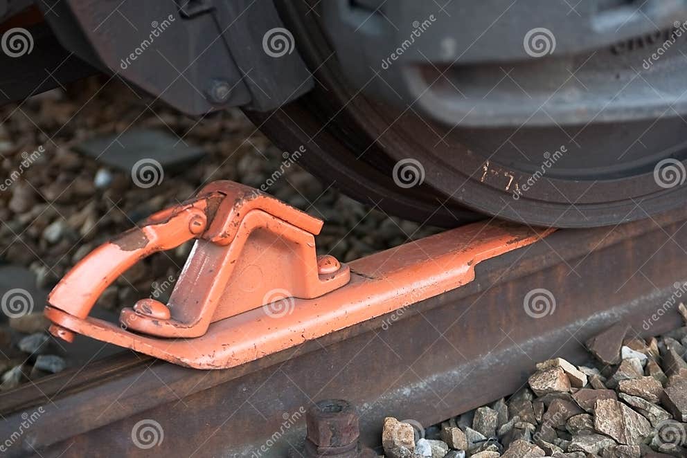 Brake Shoe in Front of Freight Car Stock Photo - Image of railroad ...