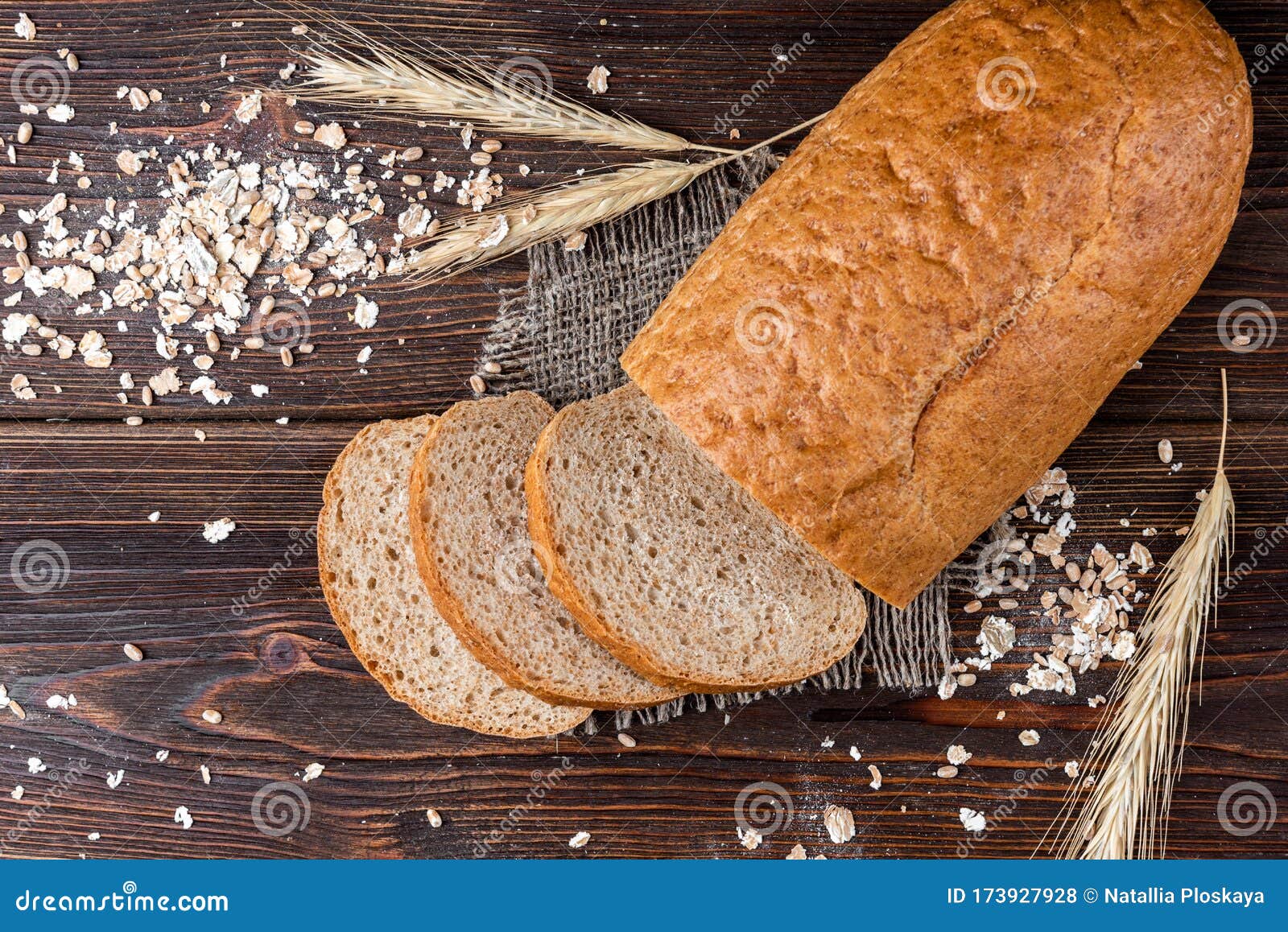 Bran bread on wooden. stock photo. Image of bran, fresh - 173927928