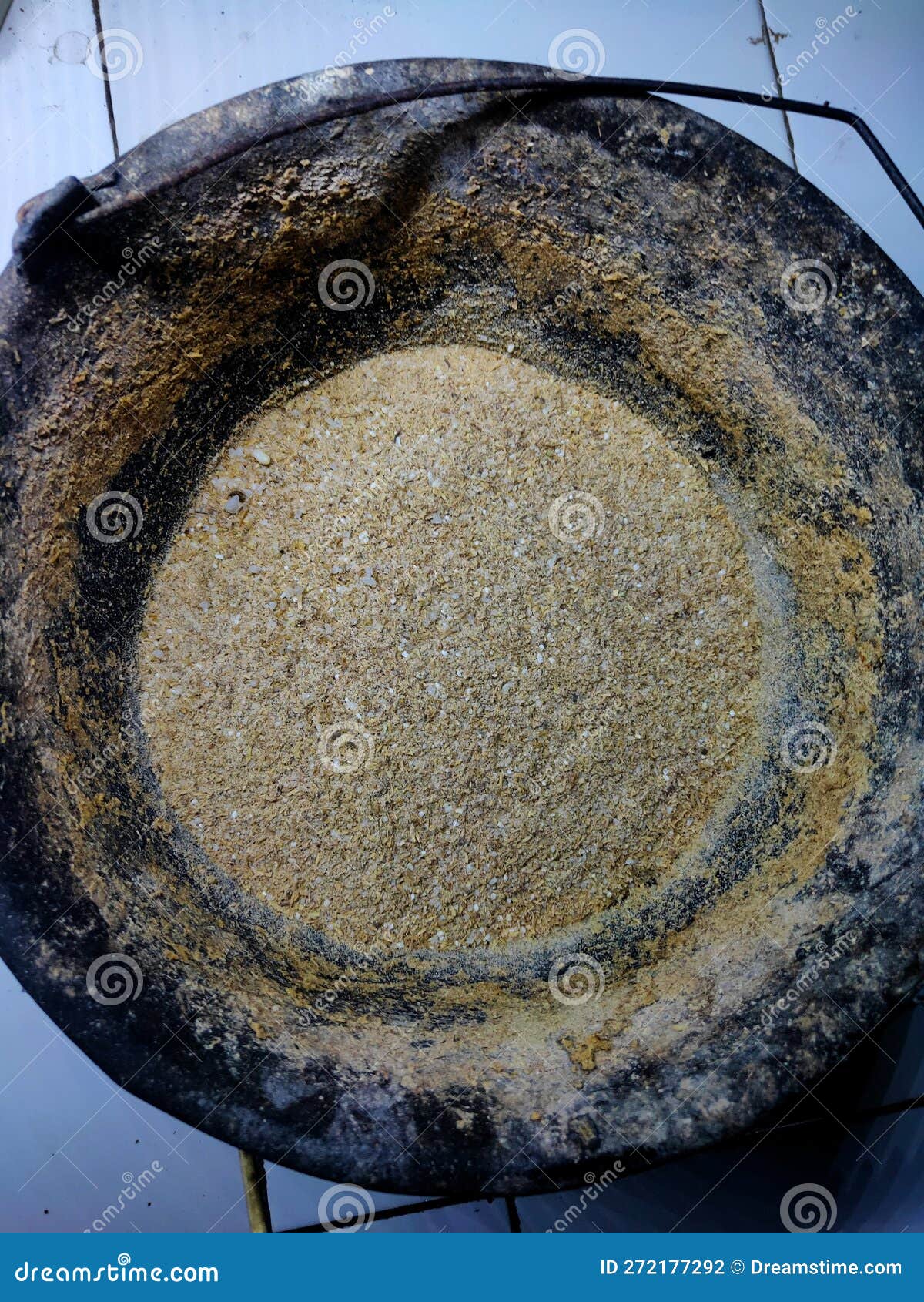 Bran in a Bucket To Feed Chickens, Ducks, and Geese Stock Photo - Image ...