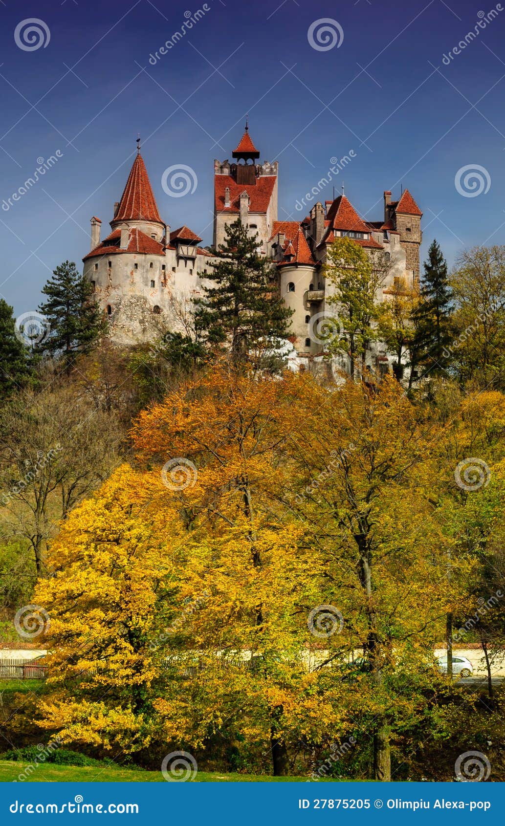 Bran Castle in Autumn Landscape Stock Image - Image of attraction ...