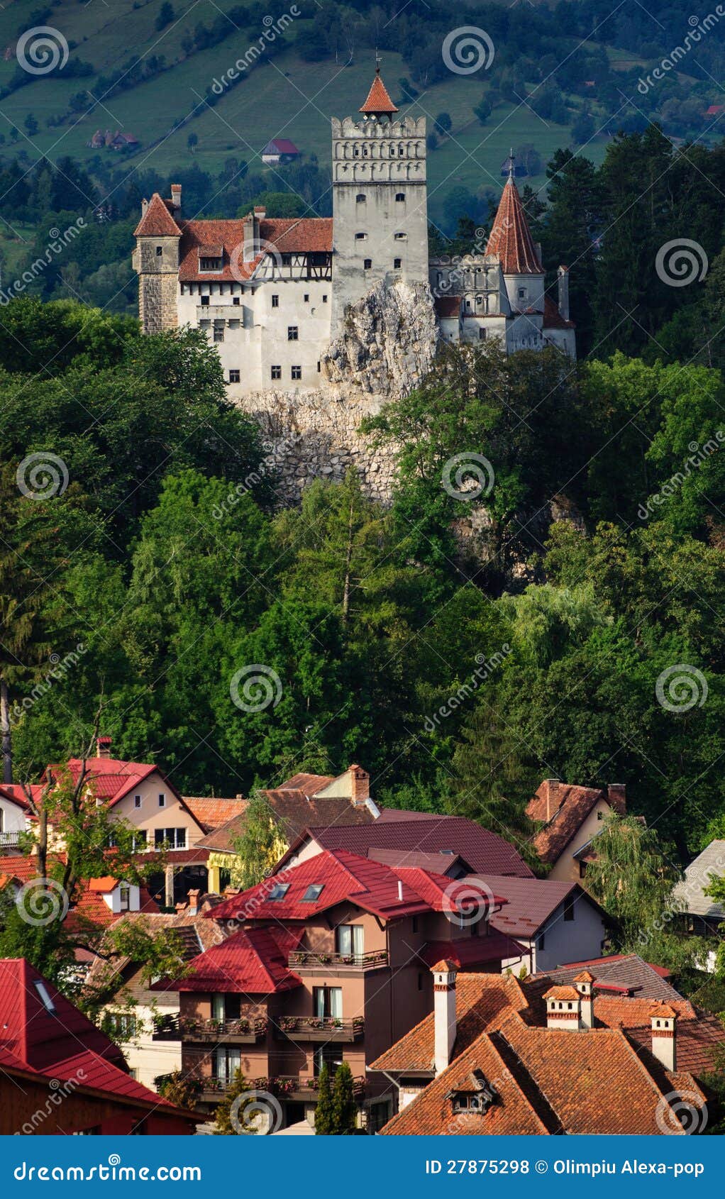 The Bran Castle and Bran City Stock Photo - Image of city, myth: 27875298