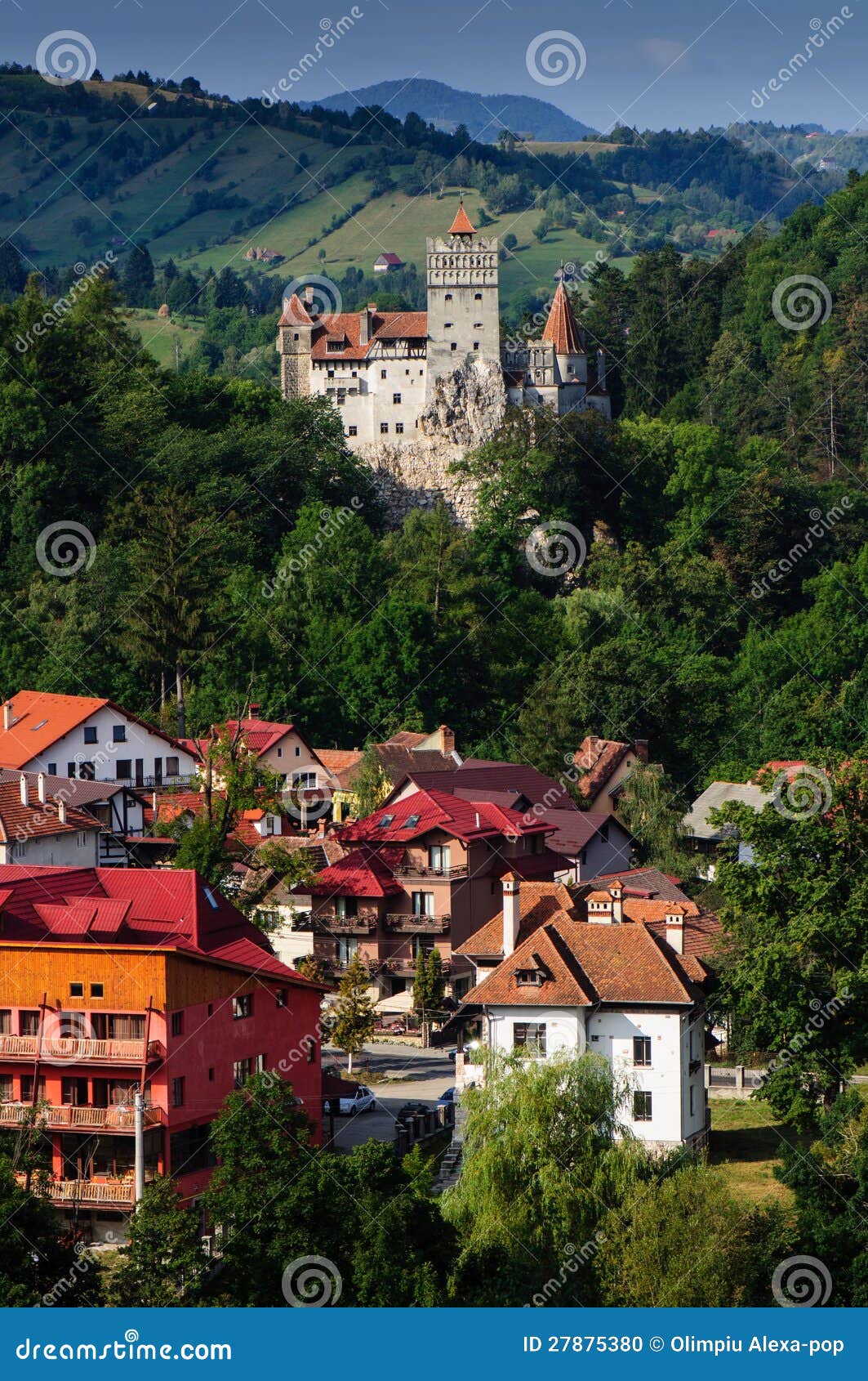 The Bran Castle and Bran City Stock Photo - Image of mystical ...