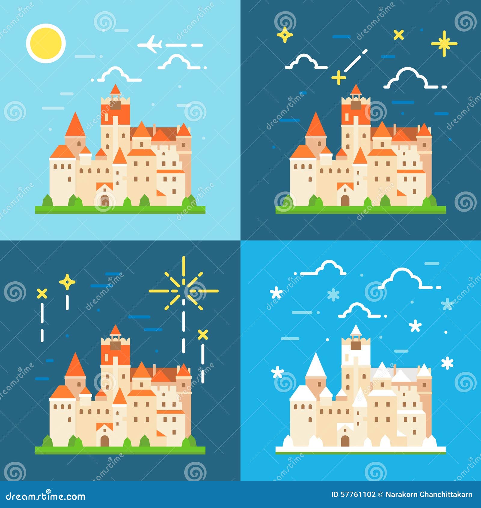 Bran Castle Germany Flat Design Stock Vector - Illustration of ...