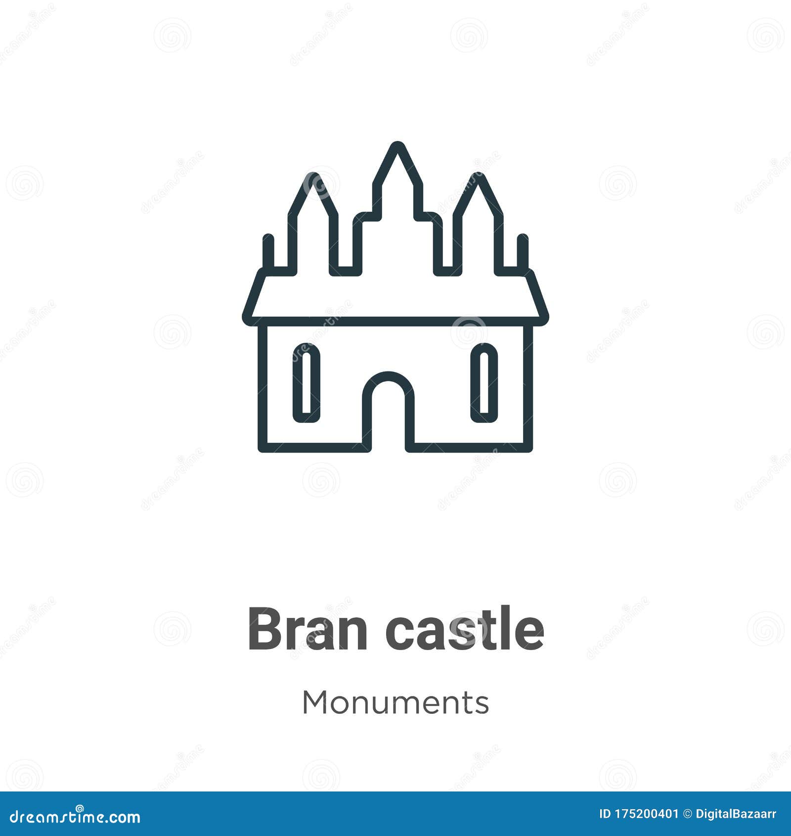 Bran Castle Outline Vector Icon. Thin Line Black Bran Castle Icon, Flat ...