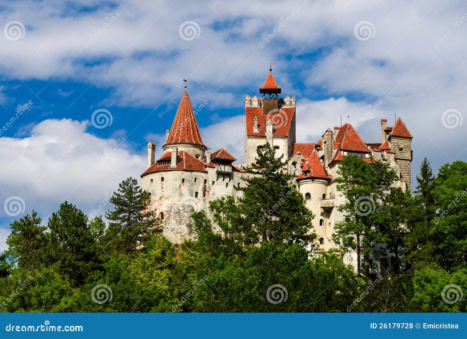 Walled Bran Castle On A Hill. Dracula's Castle, After Vlad III The ...