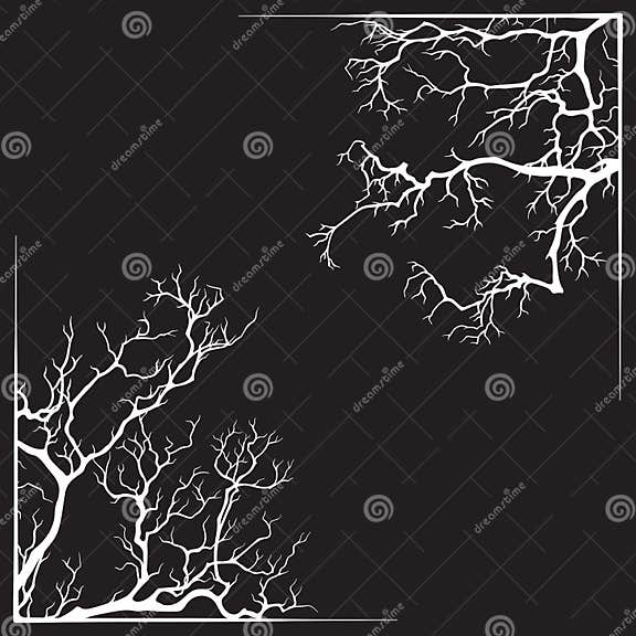 Branch Borders Halloween Black and White Print Design Vector ...
