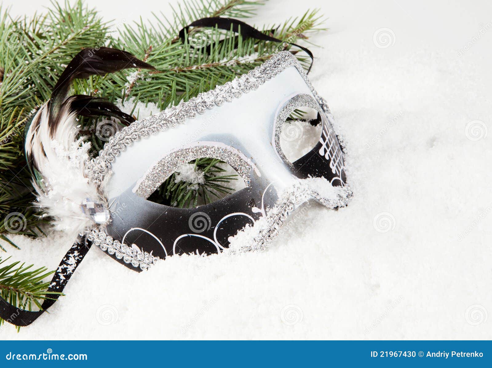 Branch Of Christmas Tree With Box Venetian Mask Stock Photo - Image of ...